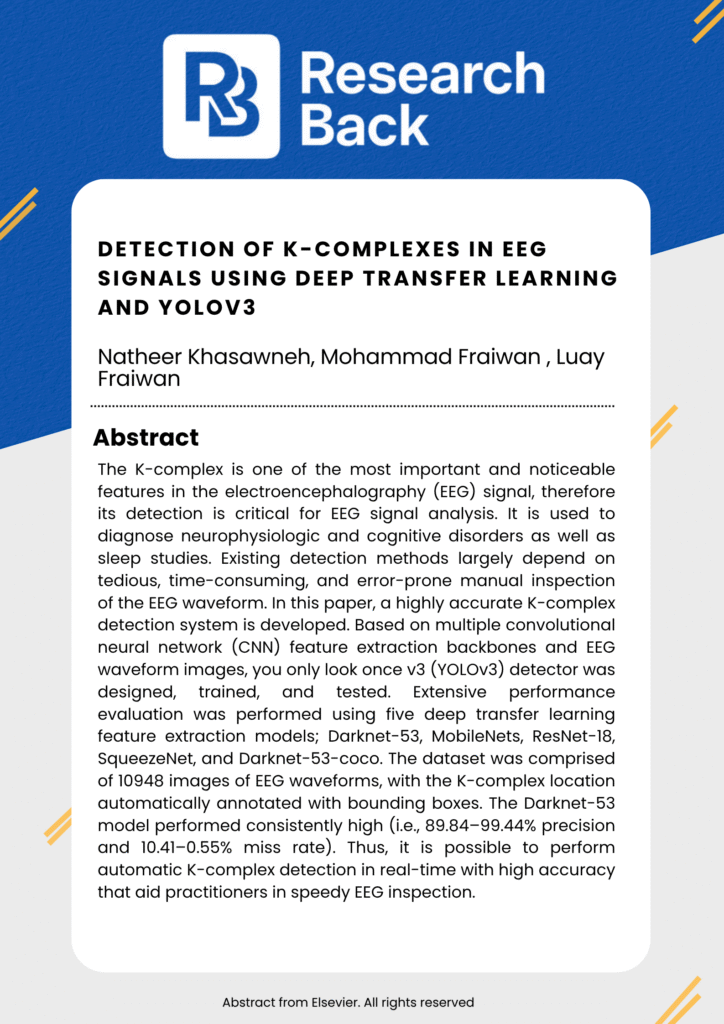 Detection Of K-complexes In EEG Signals Using Deep Transfer Learning And YOLOv3 | ResearchBack